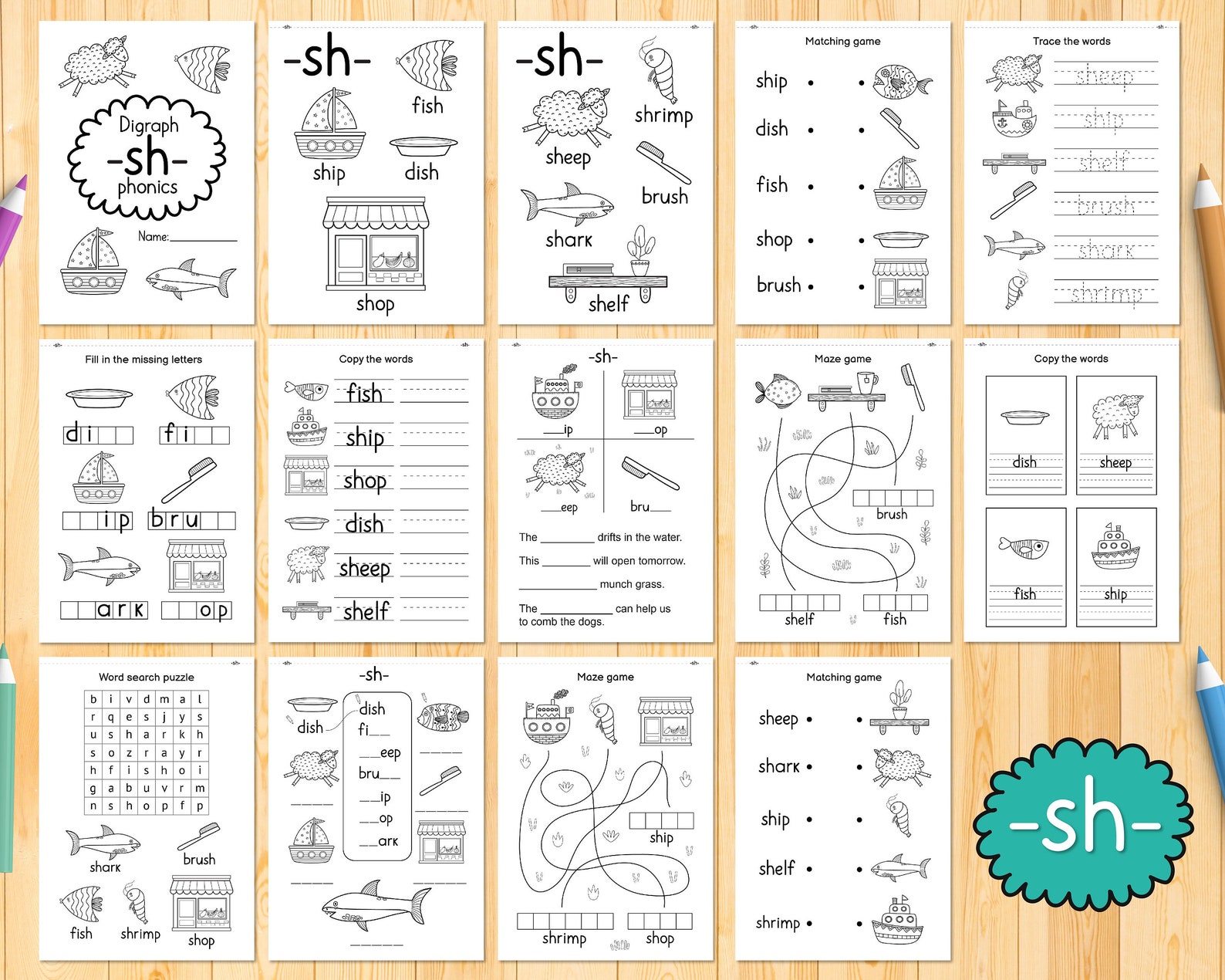 Phonics Printable Workbook, 1st Grade Worksheets for Kids, 2nd Grade ...