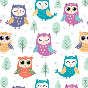 Owls Digital Paper and Clipart - Cute Animals Seamless Patterns, Clip ...