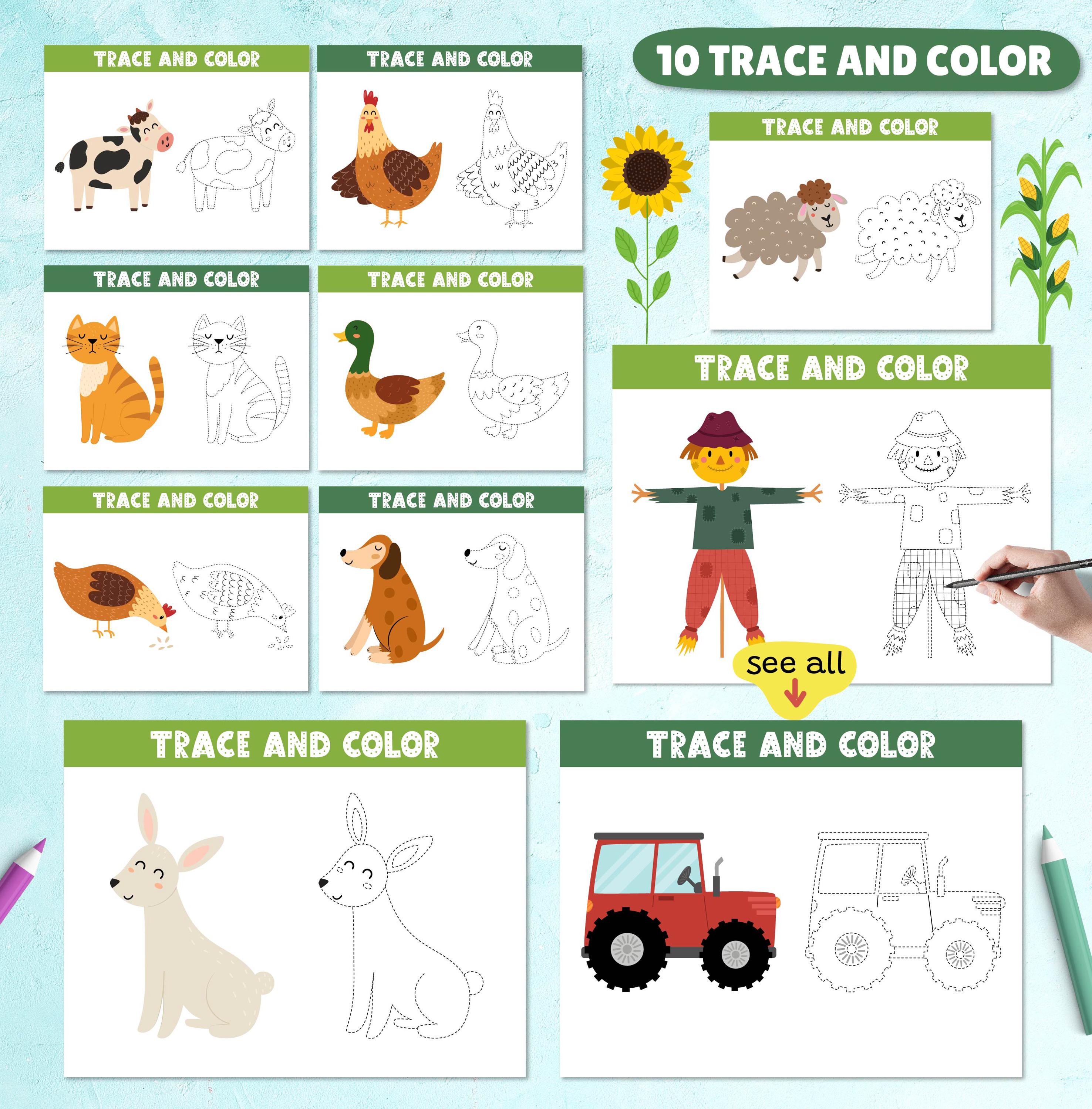 Farm Activity Book Bundle Printable, on the Farm Activity Pages for ...