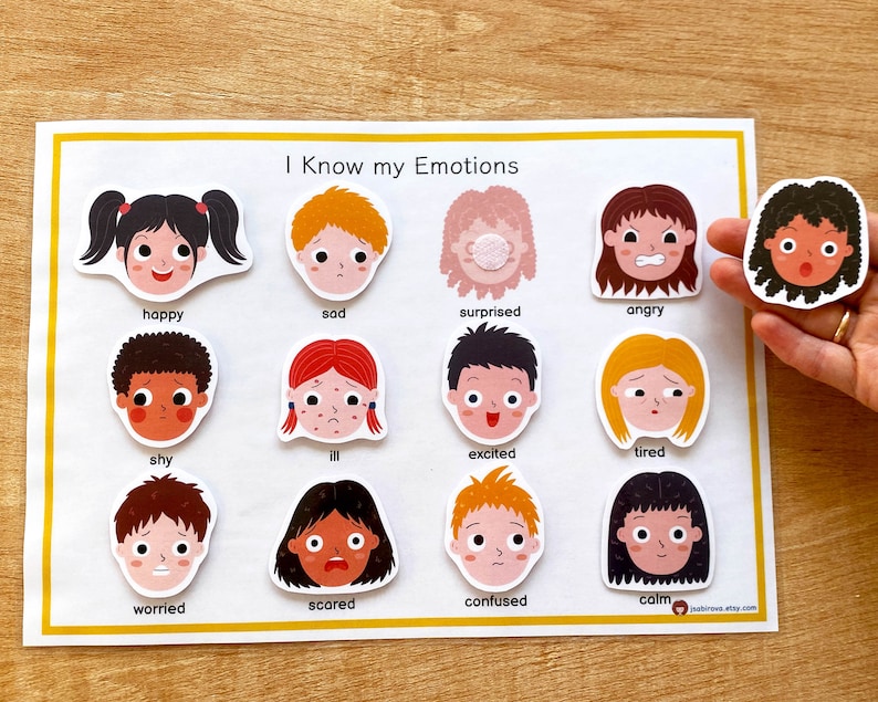Emotions Busy Book Worksheet, Emotions Matching Page for Toddlers, I ...