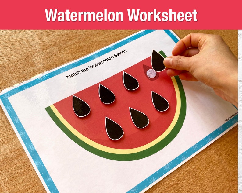 Watermelon Busy Book Page Watermelon Seeds Matching Worksheet - Etsy
