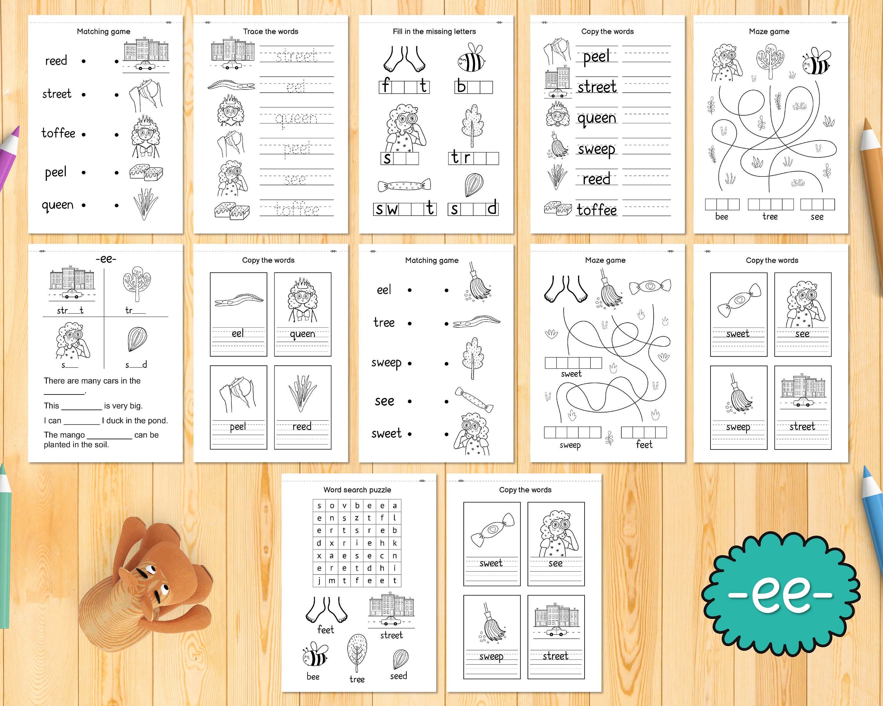 Phonics Printable Workbook, 1st Grade Worksheets for Kids, 2nd Grade ...