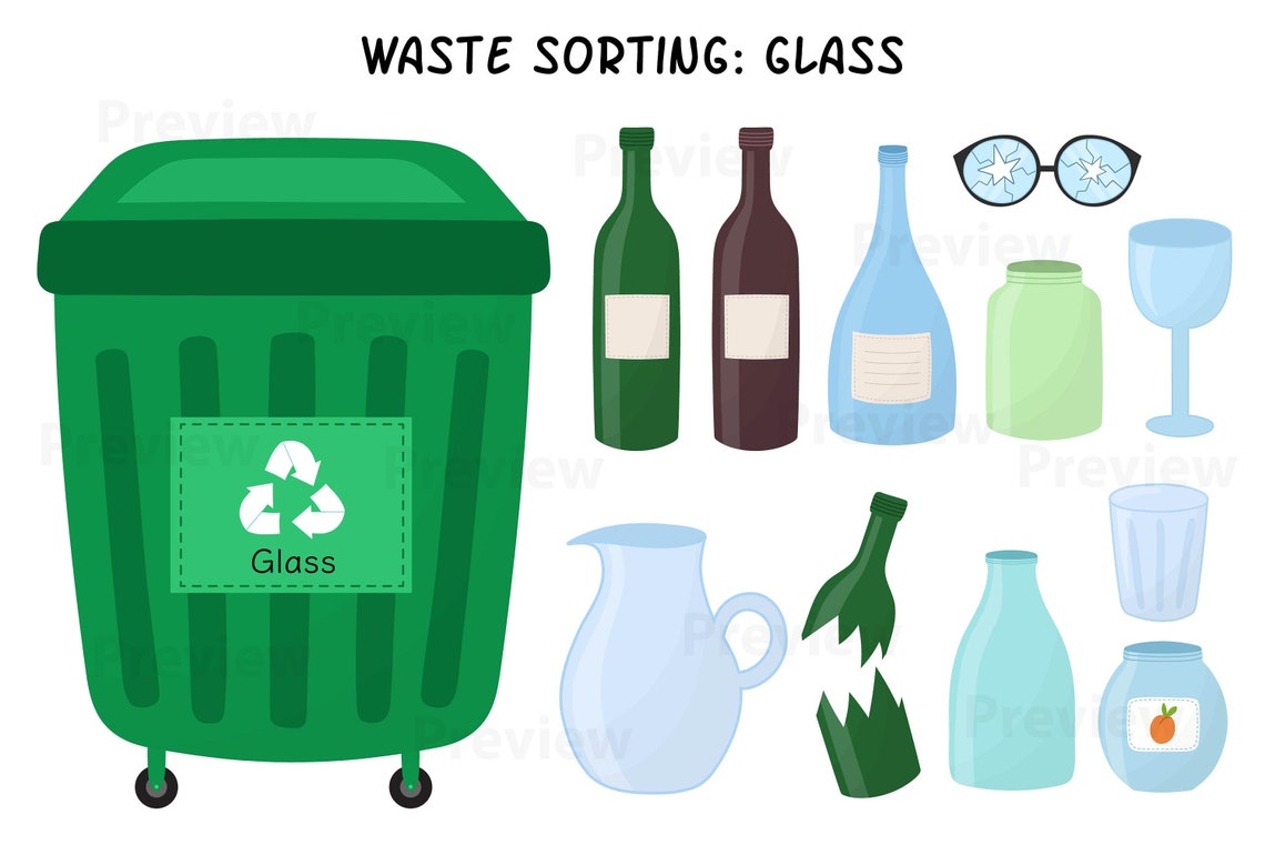 Waste Sorting Clipart Recycling Trash Graphics Saving the - Etsy