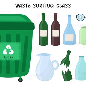 Waste Sorting Clipart, Recycling Trash Graphics, Saving the Planet ...