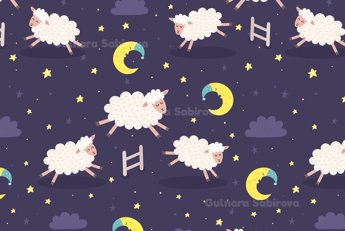 Good Night Clipart and Digital Paper Sweet Dreams Seamless | Etsy