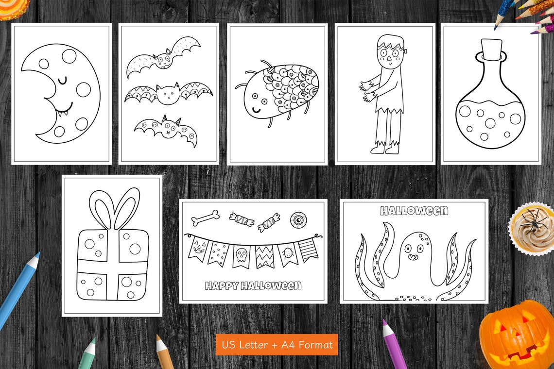 Halloween Coloring Book Pdf Printable Coloring Pages for - Etsy