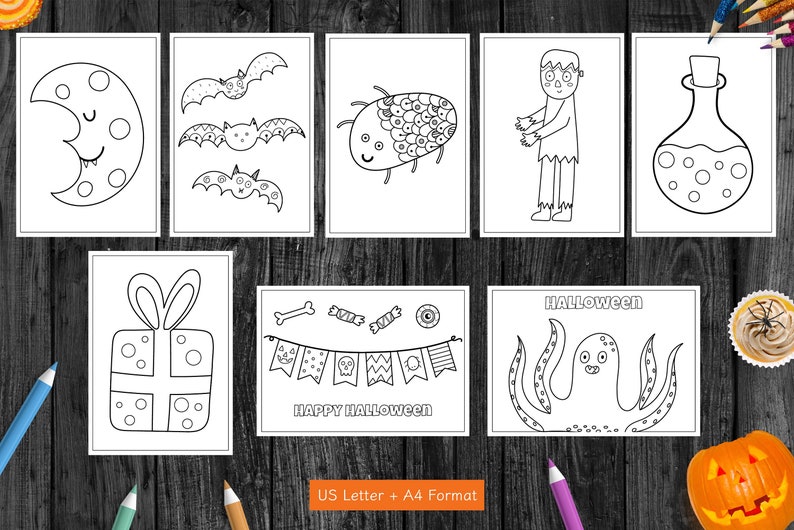 Halloween Coloring Book Pdf Printable Coloring Pages for - Etsy