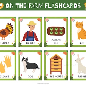 On the Farm Flashcards PDF, 48 Farm Animals Flash Cards Printable, Farm ...