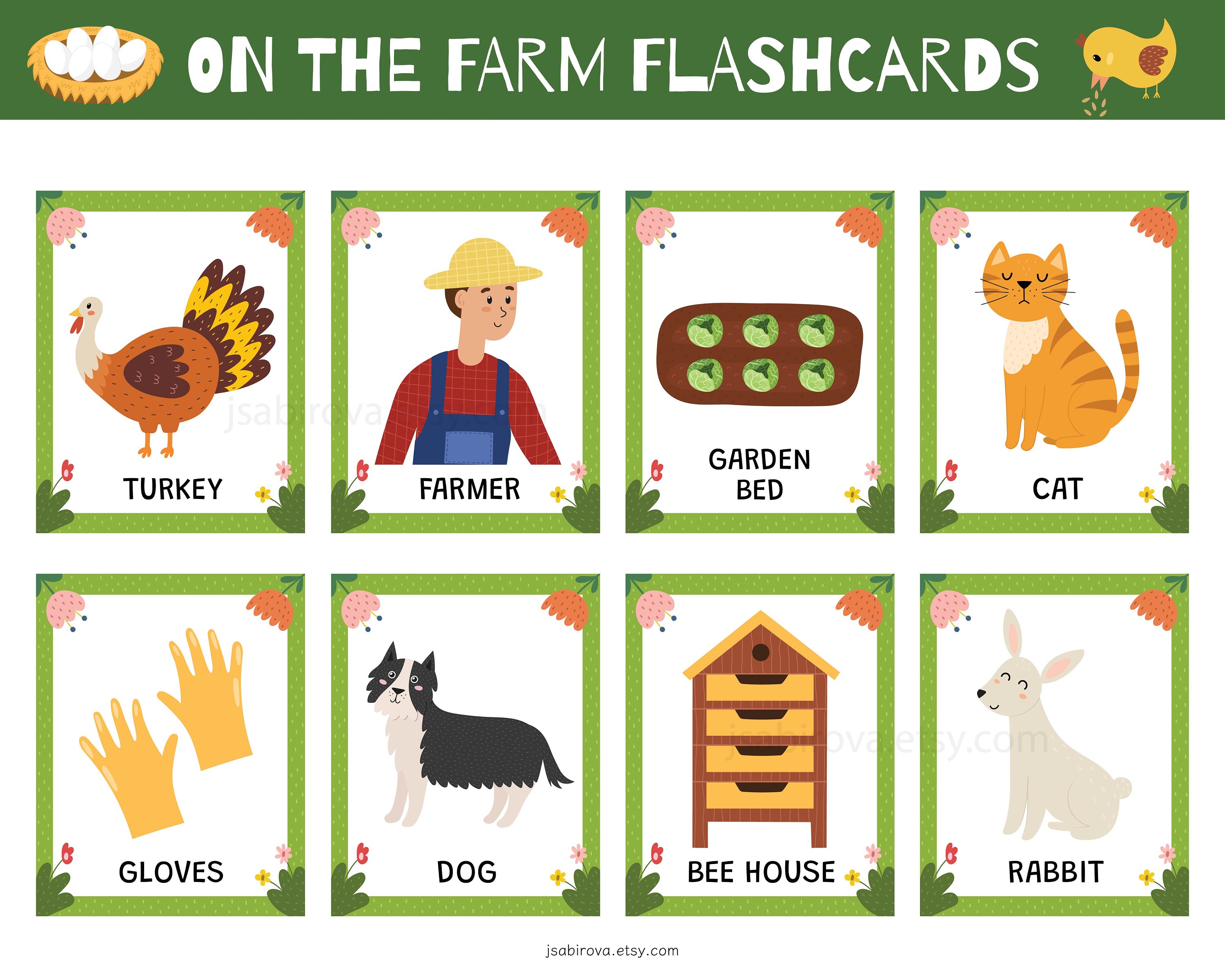 On the Farm Flashcards PDF, 48 Farm Animals Flash Cards Printable, Farm ...