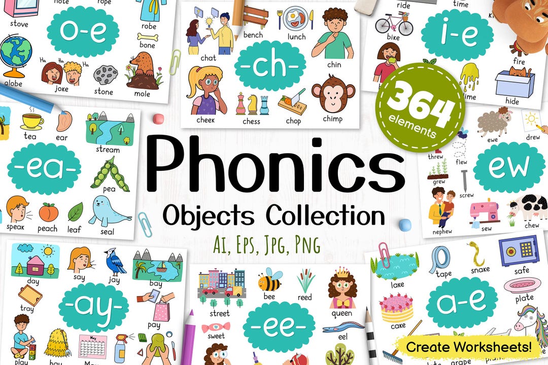 Phonics Objects Clipart Collection, Phonics Clip Art Graphics for ...