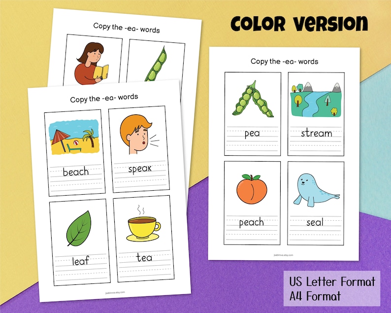 Ea Phonics Sound Cards, -ea- Digraph Printable Flashcards, Phonics ...