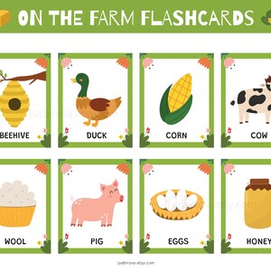 On the Farm Flashcards PDF, 48 Farm Animals Flash Cards Printable, Farm ...