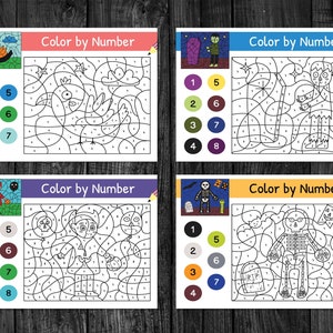 Halloween Color by Number Worksheets PDF, Halloween Coloring Book for ...