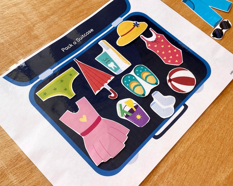 Pack a Suitcase Busy Book Page, Summer Vacation Worksheet for Toddlers ...