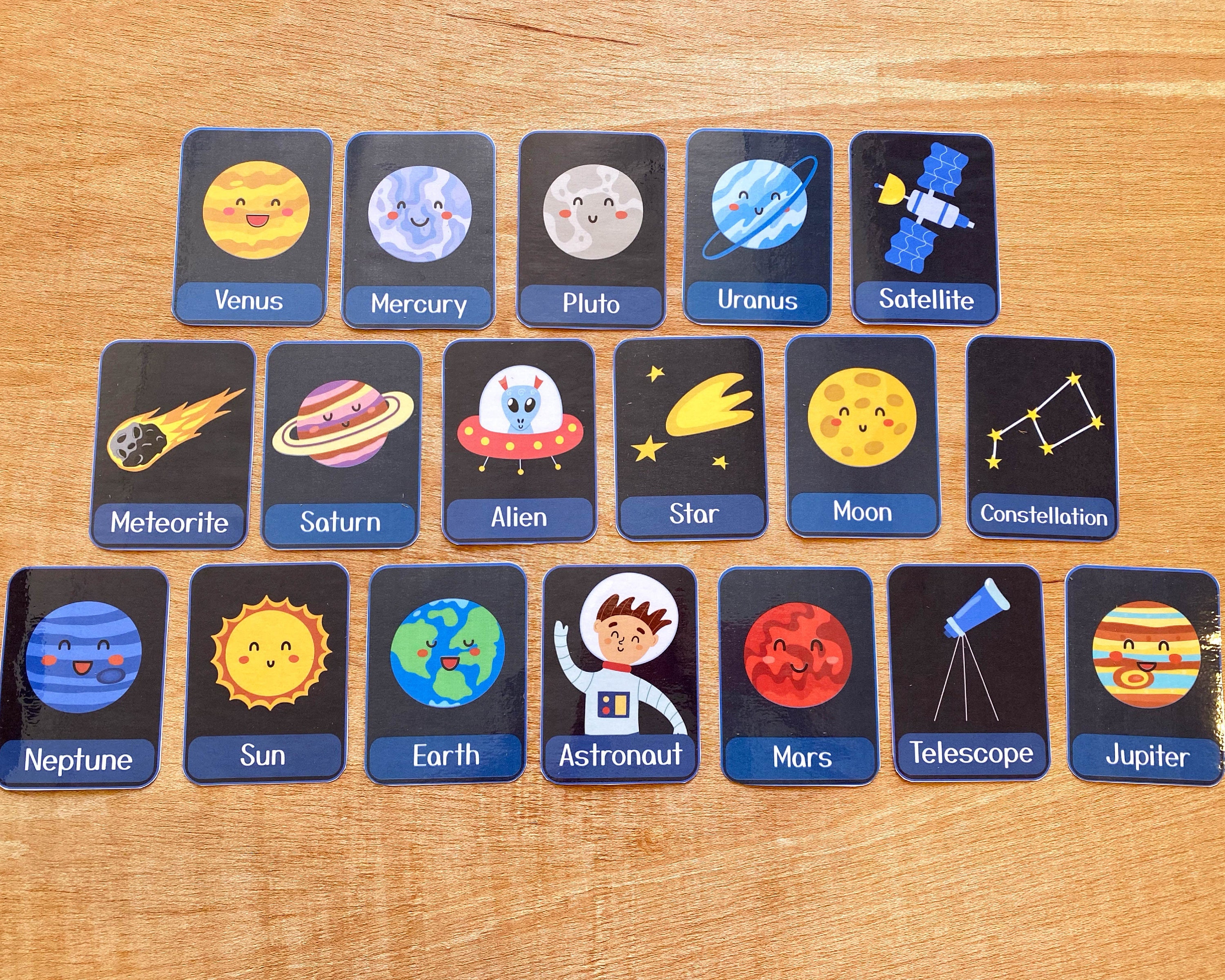 Solar System Flash Cards Pdf, Space Flashcards Printable, Planets Three ...