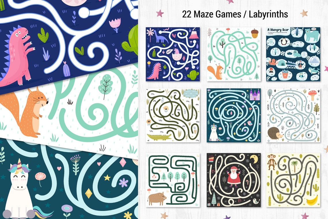 Maze Puzzles PDF Crosswords Dot to Dot Printable Activities for Kids ...