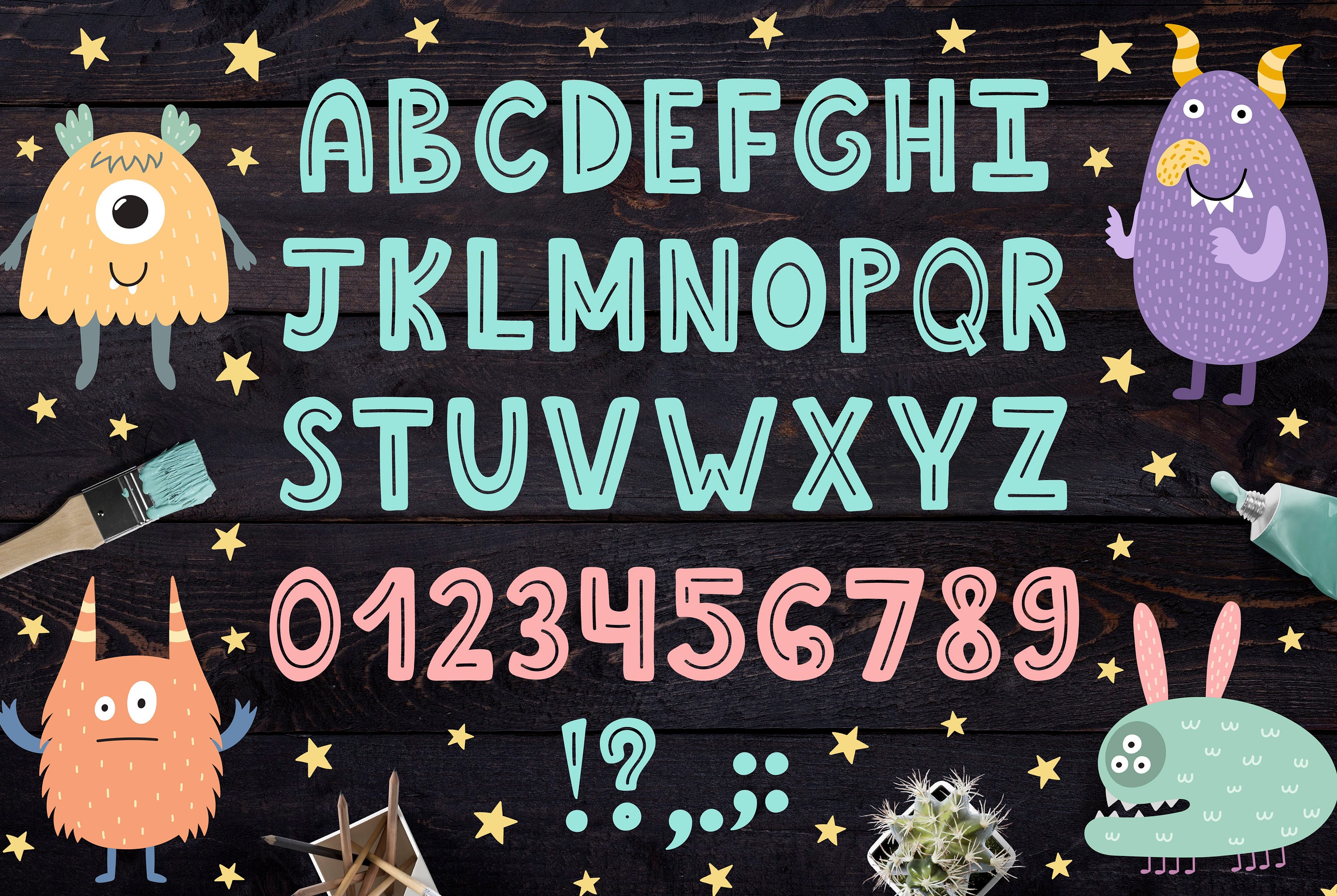 Monsters Clipart Font Digital Paper Alphabet Halloween Cute - Etsy