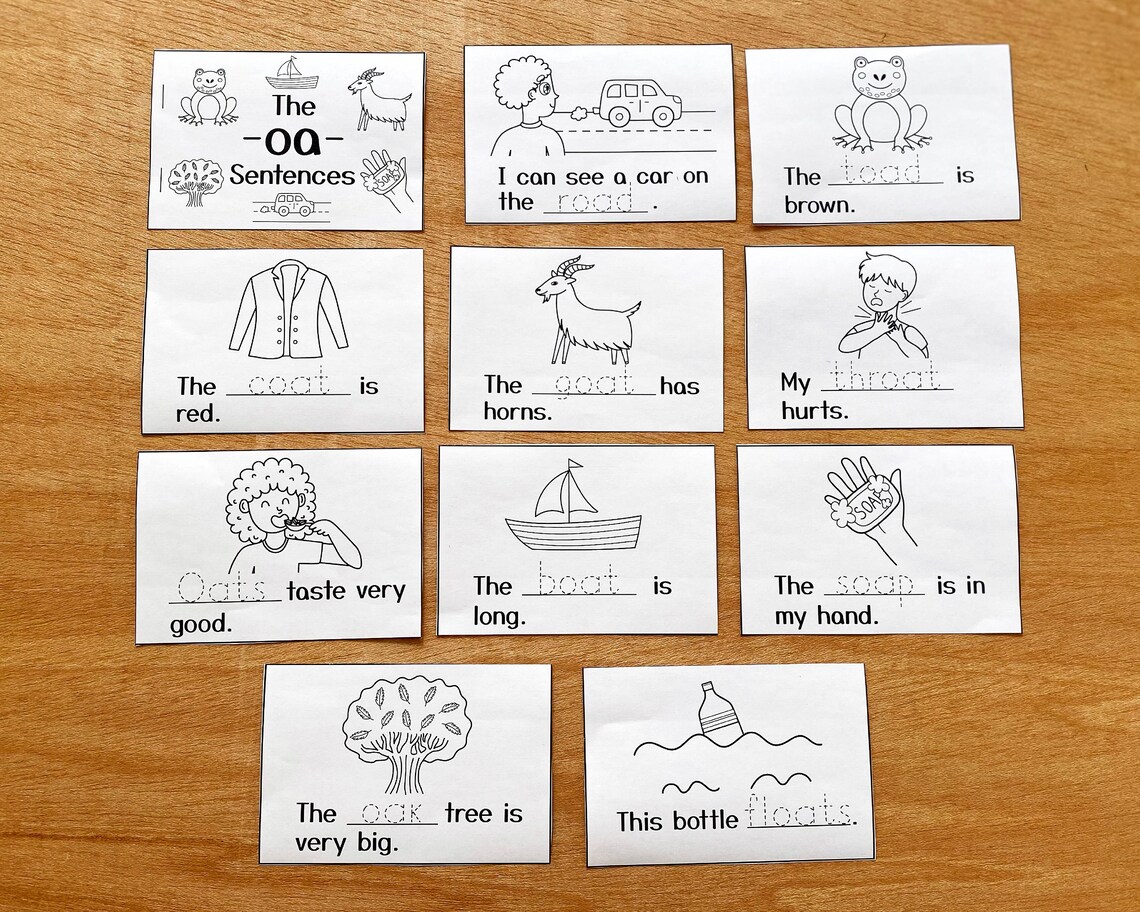 Phonics Printable Mini Book Learning oa Digraph Worksheets | Etsy