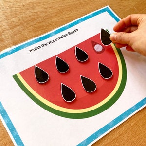 Watermelon Busy Book Page, Watermelon Seeds Matching Worksheet for ...