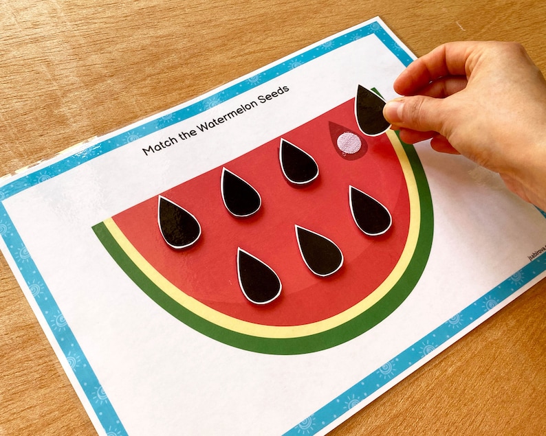 Watermelon Busy Book Page Watermelon Seeds Matching Worksheet - Etsy