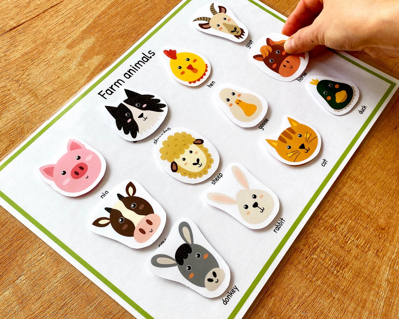 Farm Animals Busy Book Page Farm Animals Matching Game - Etsy