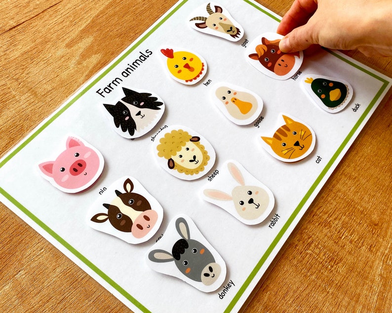 Farm Animals Busy Book Page, Farm Animals Matching Game Worksheet for ...
