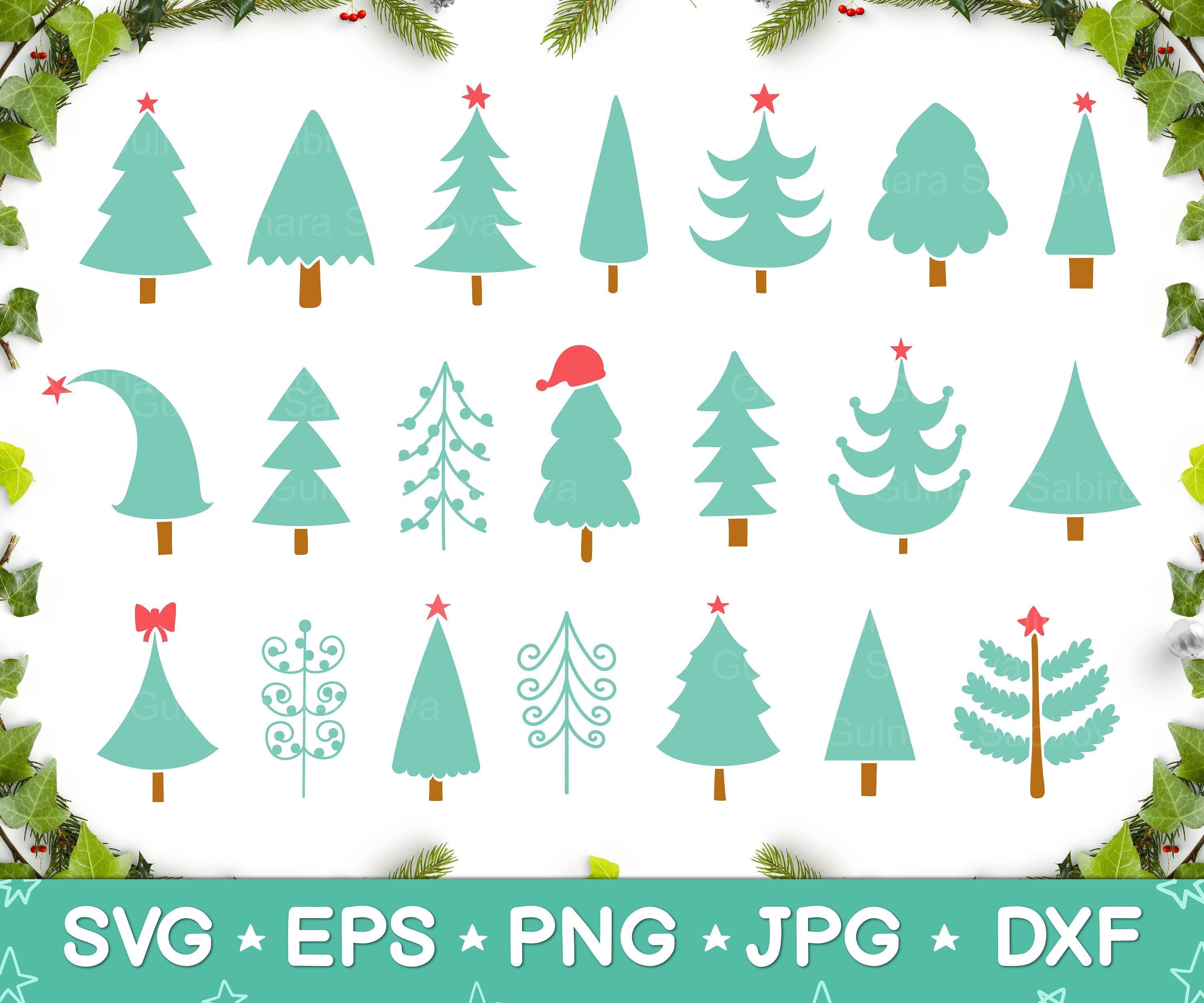 Christmas Trees SVG Bundle Christmas Clipart Christmas Tree - Etsy
