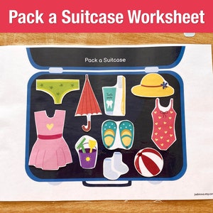 Pack a Suitcase Busy Book Page, Summer Vacation Worksheet for Toddlers ...