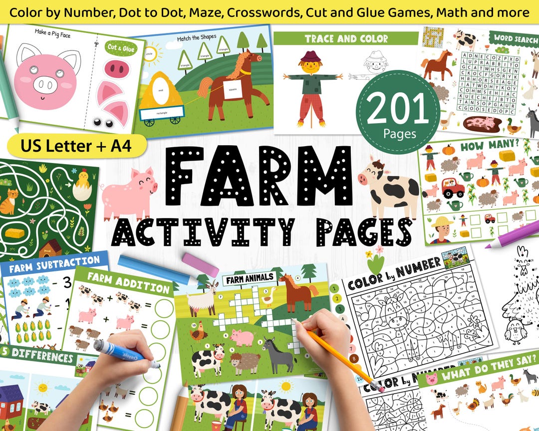 Farm Activity Book Bundle Printable, on the Farm Activity Pages for ...