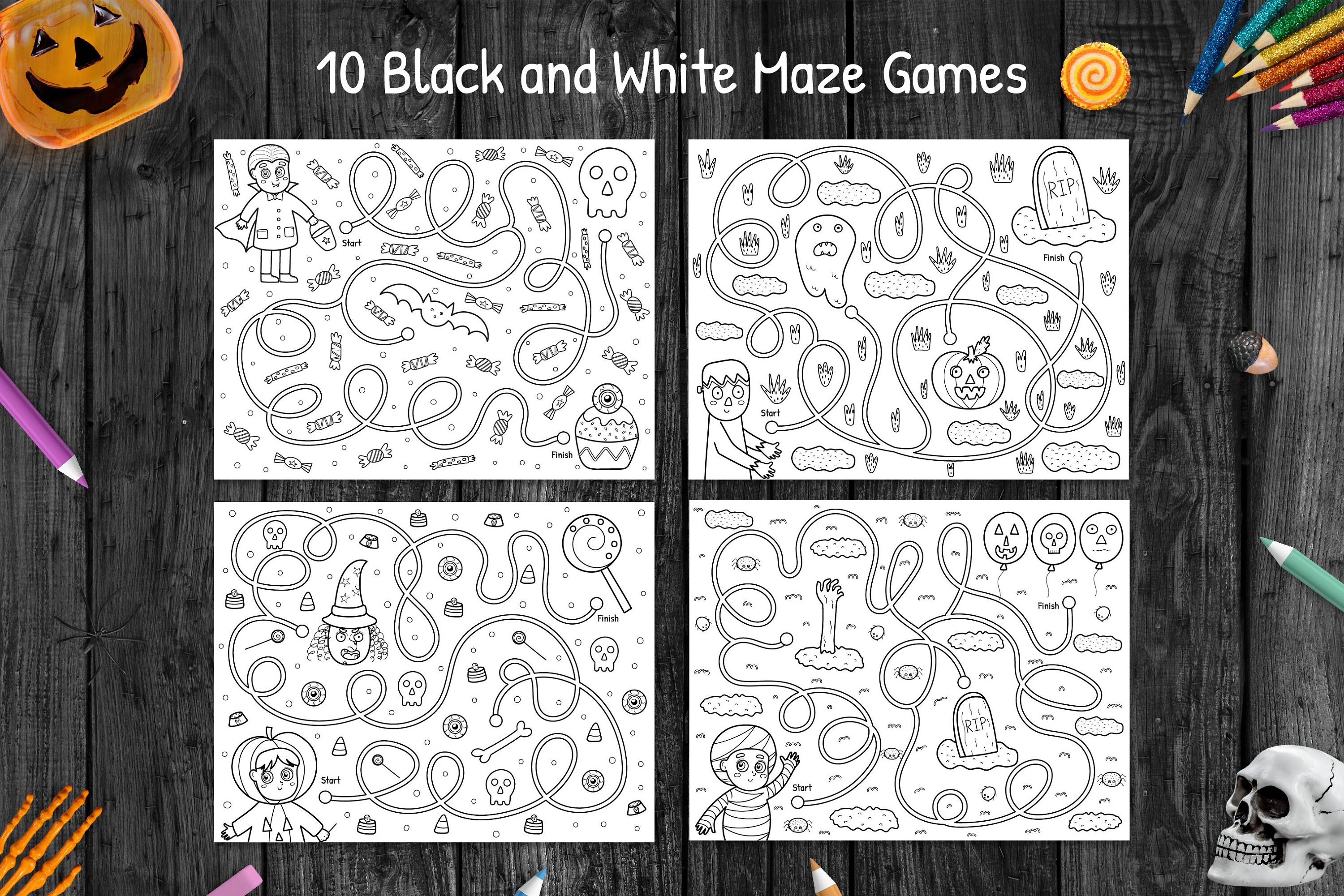 Halloween Maze Activity Book Printable, Halloween Busy Book for ...