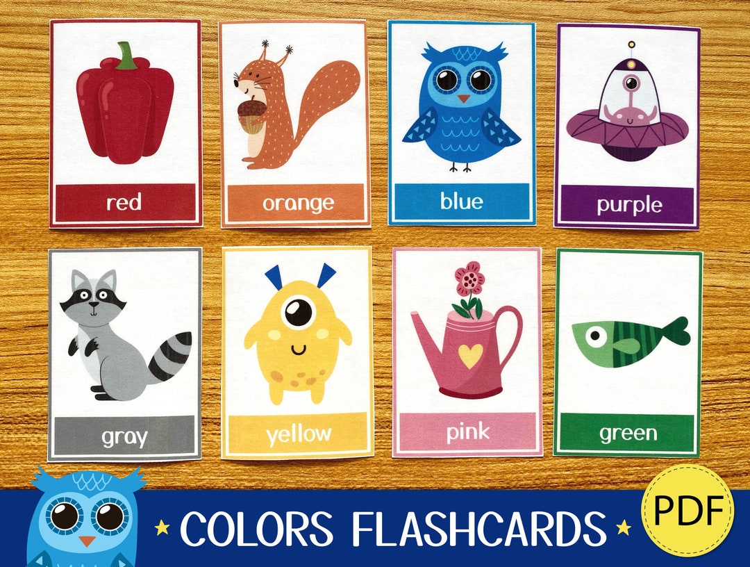 Colors Flashcards Printable PDF, 3 Part Cards, Colors Flash Cards for ...