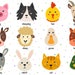 Farm Animal Faces Clipart SVG PNG Eps, Cute Farm Animals Avatars Set ...
