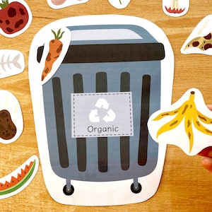 Waste Sorting Busy Book Printable Game for Toddlers, Trash Sorting ...