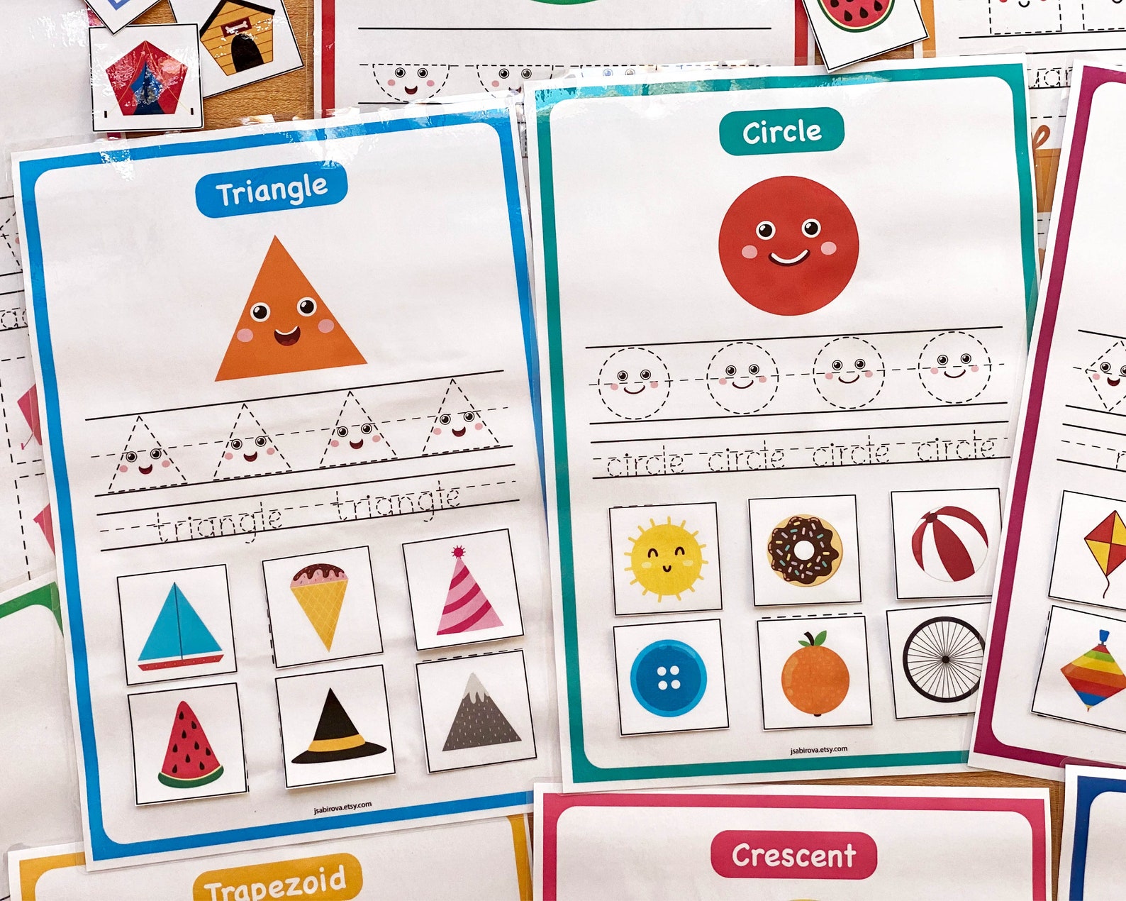 Shapes Activity Book, Shapes Busy Book, Shapes Matching Worksheets for ...