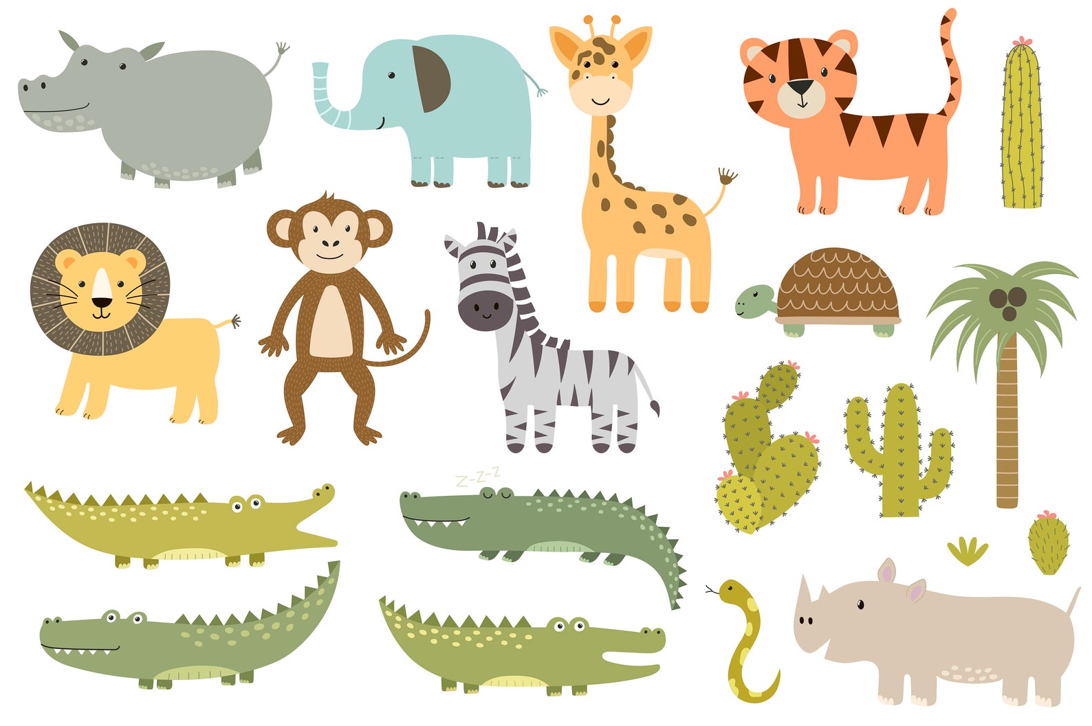 Jungle Animals Clipart and Digital Paper / Safari Animals | Etsy
