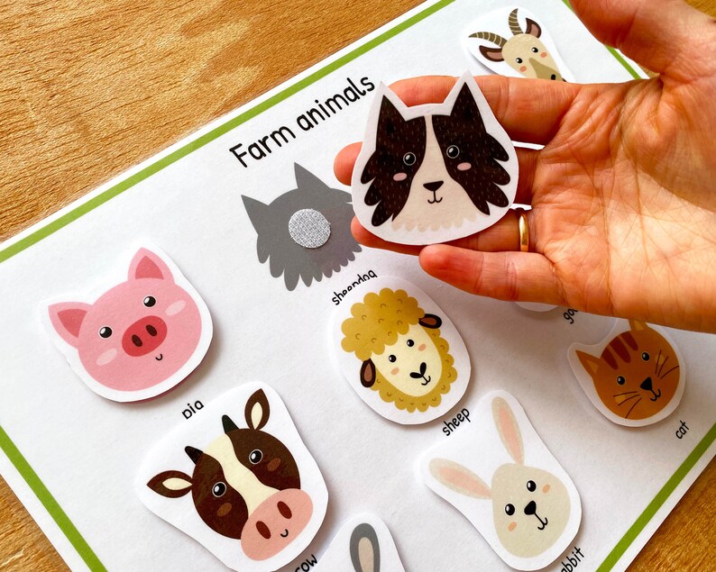 Farm Animals Busy Book Page Farm Animals Matching Game - Etsy