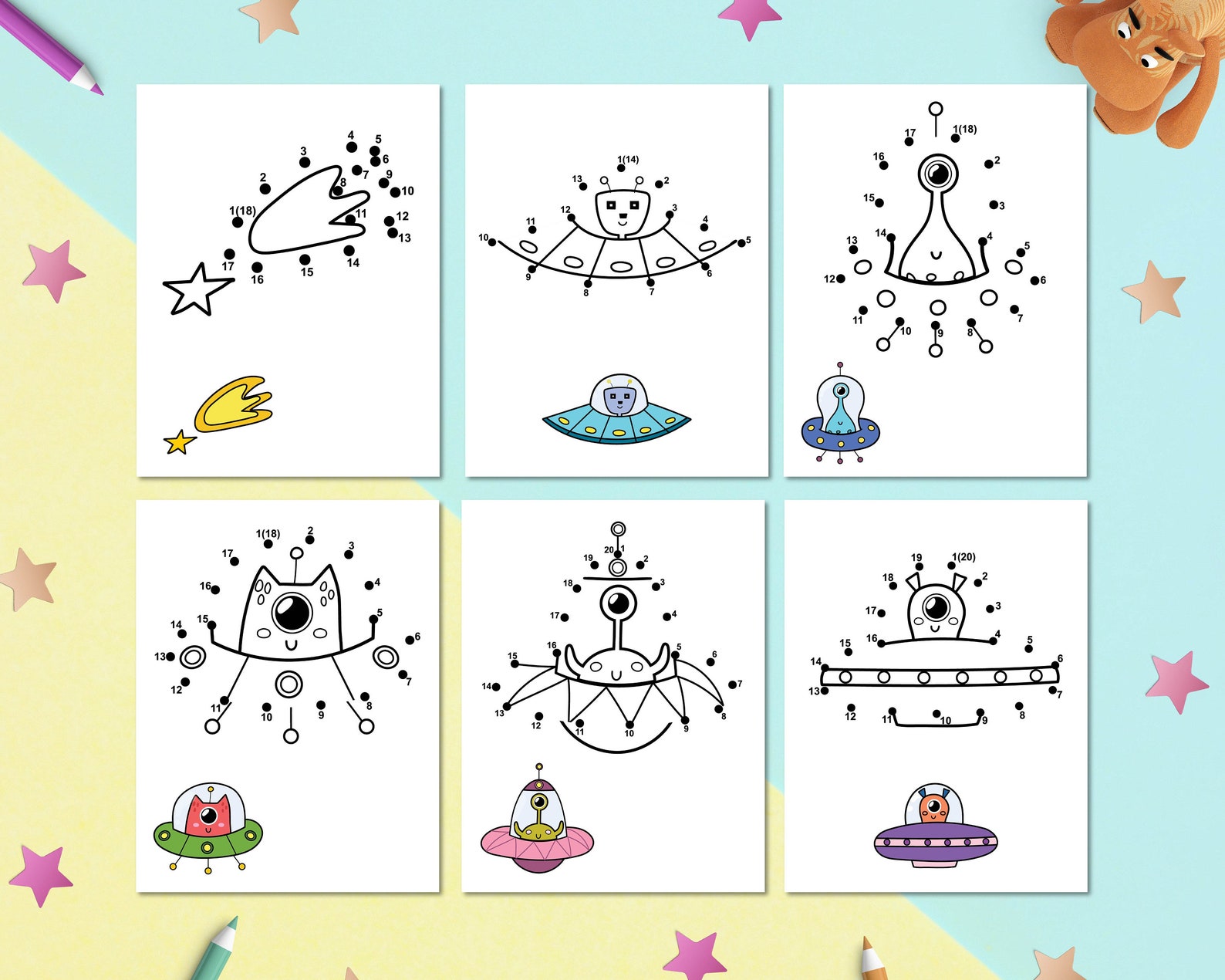 Space Dot to Dot Workbook for Kids, Connect the Dots Worksheets Home ...