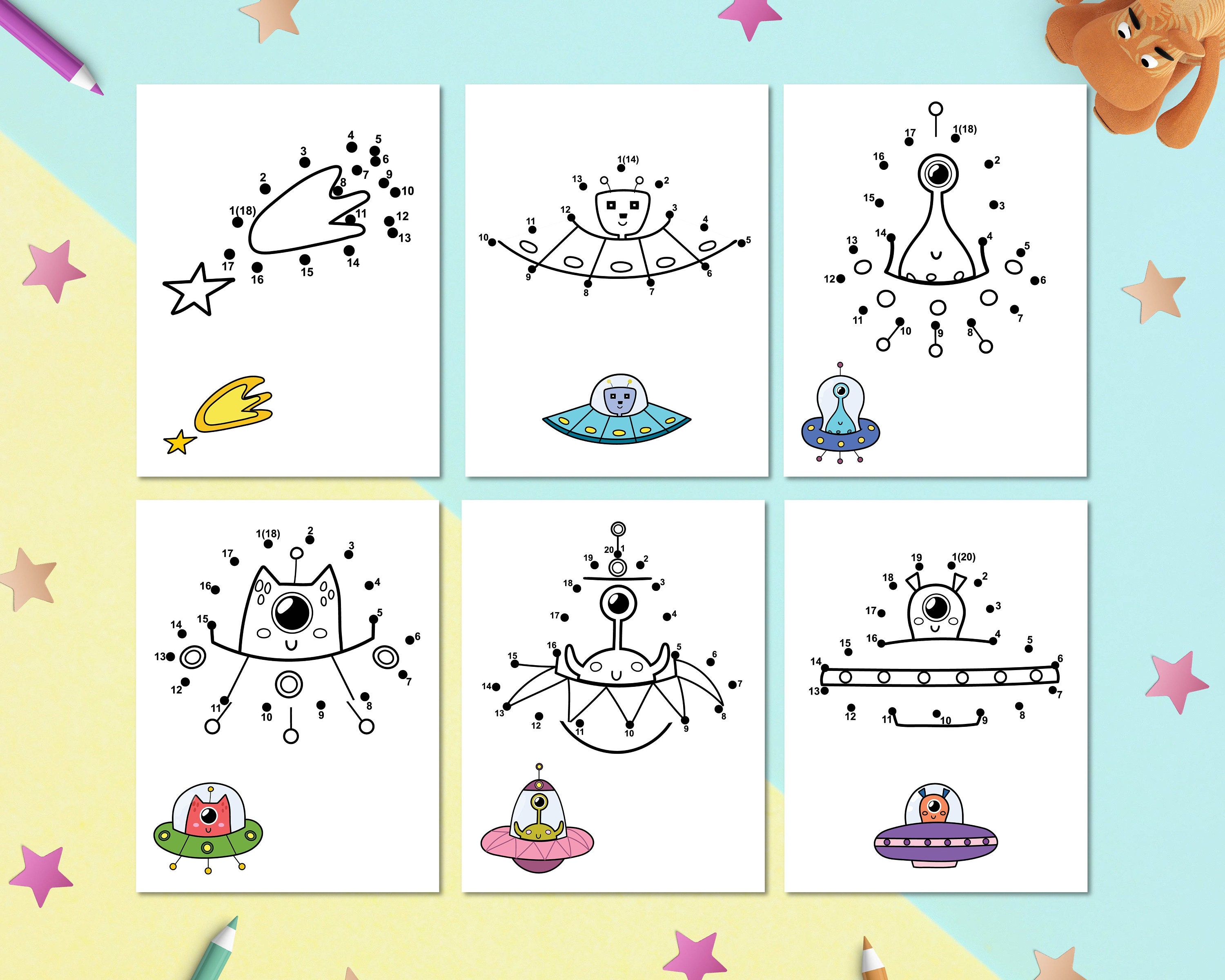 Space Dot to Dot Workbook for Kids Connect the Dots - Etsy