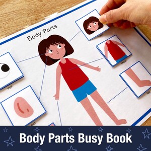 Body Parts Busy Book Page, Body Parts Matching Worksheet for Toddlers ...