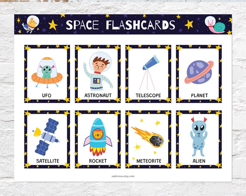 32 Space Flashcards Pdf, Solar System Flash Cards Printable, Planets ...