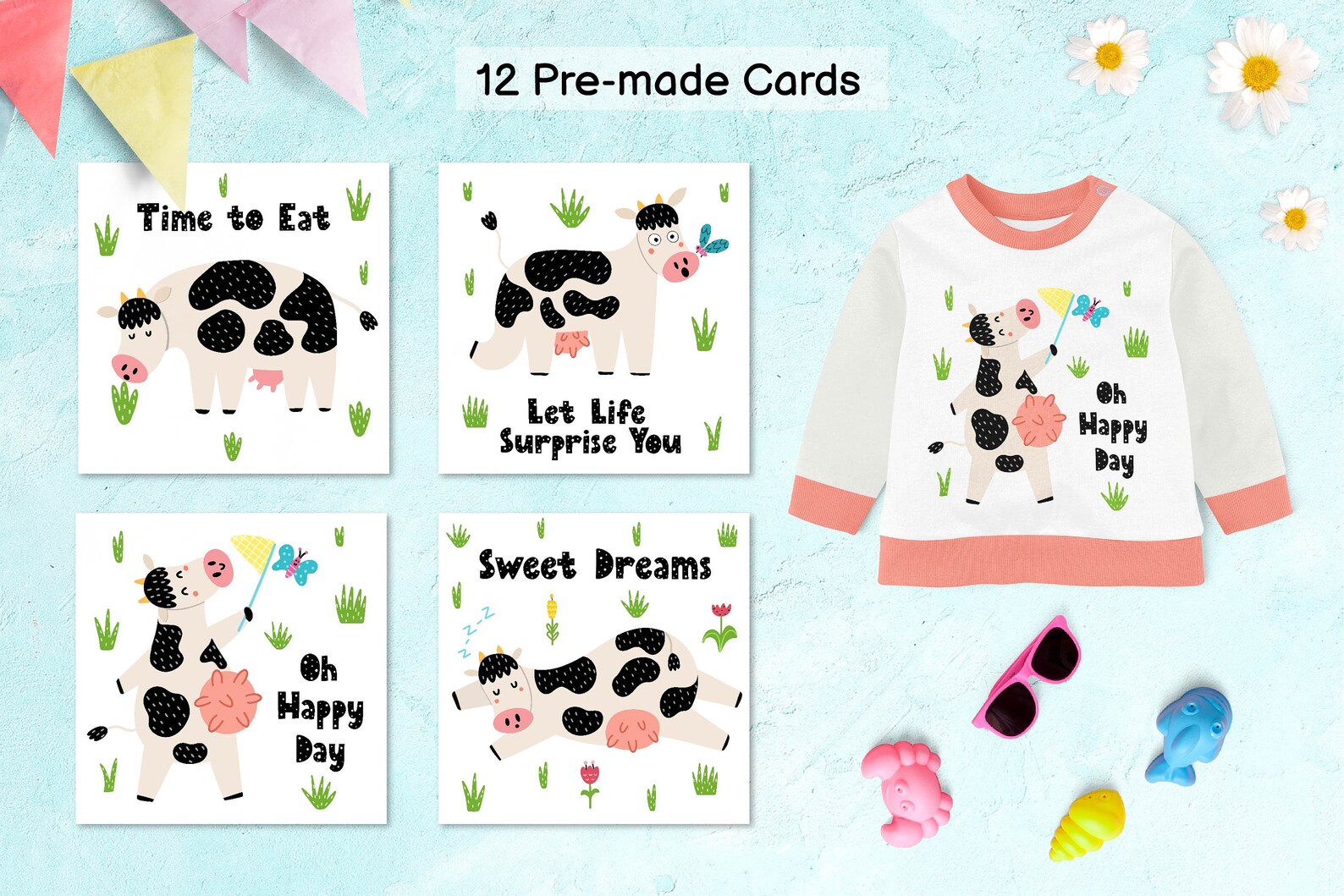 Cows Clipart and Digital Paper Moo Collection Cute Cows | Etsy