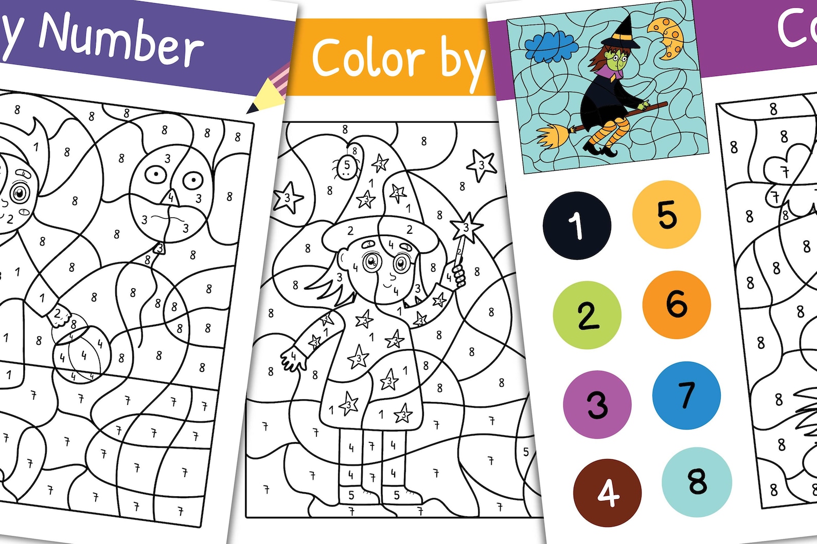 Halloween Color by Number Worksheets PDF Halloween Coloring - Etsy