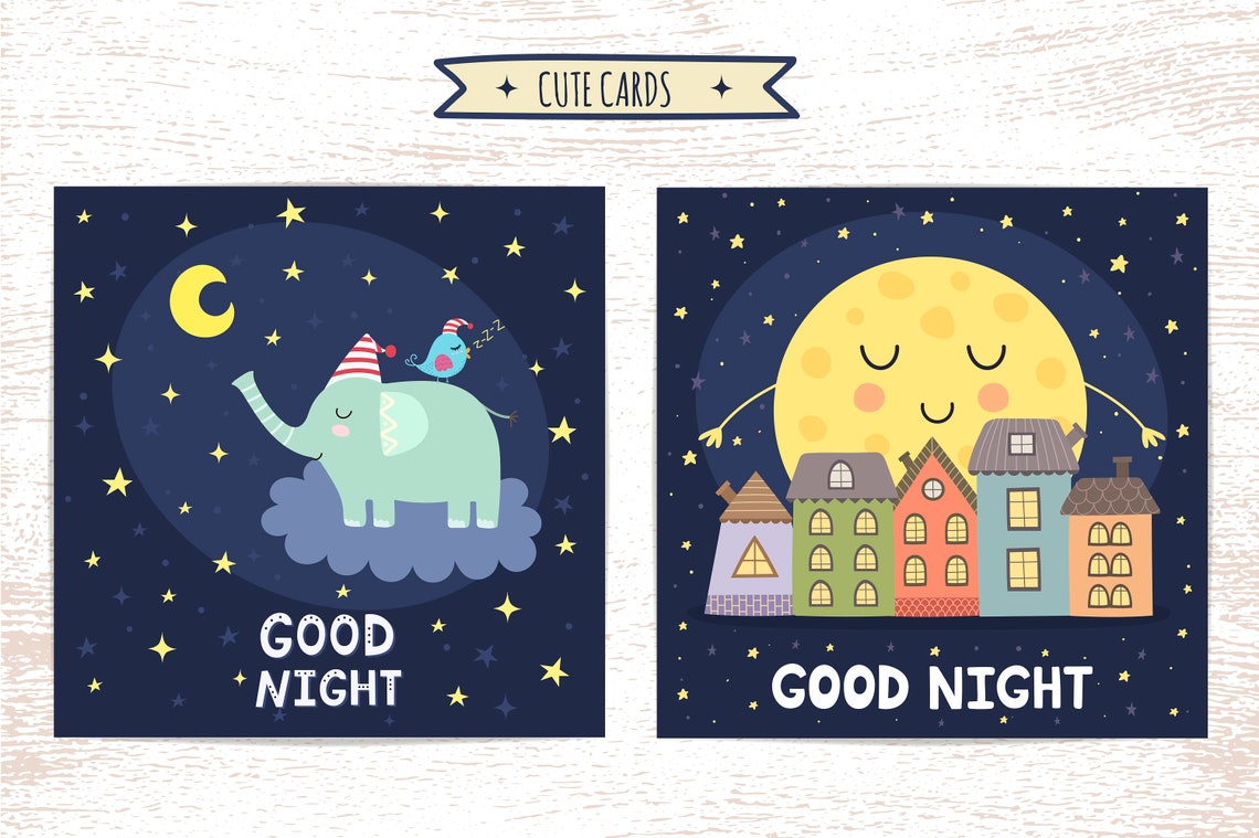 Good Night Clipart and Digital Paper - Sweet Dreams Seamless Patterns ...