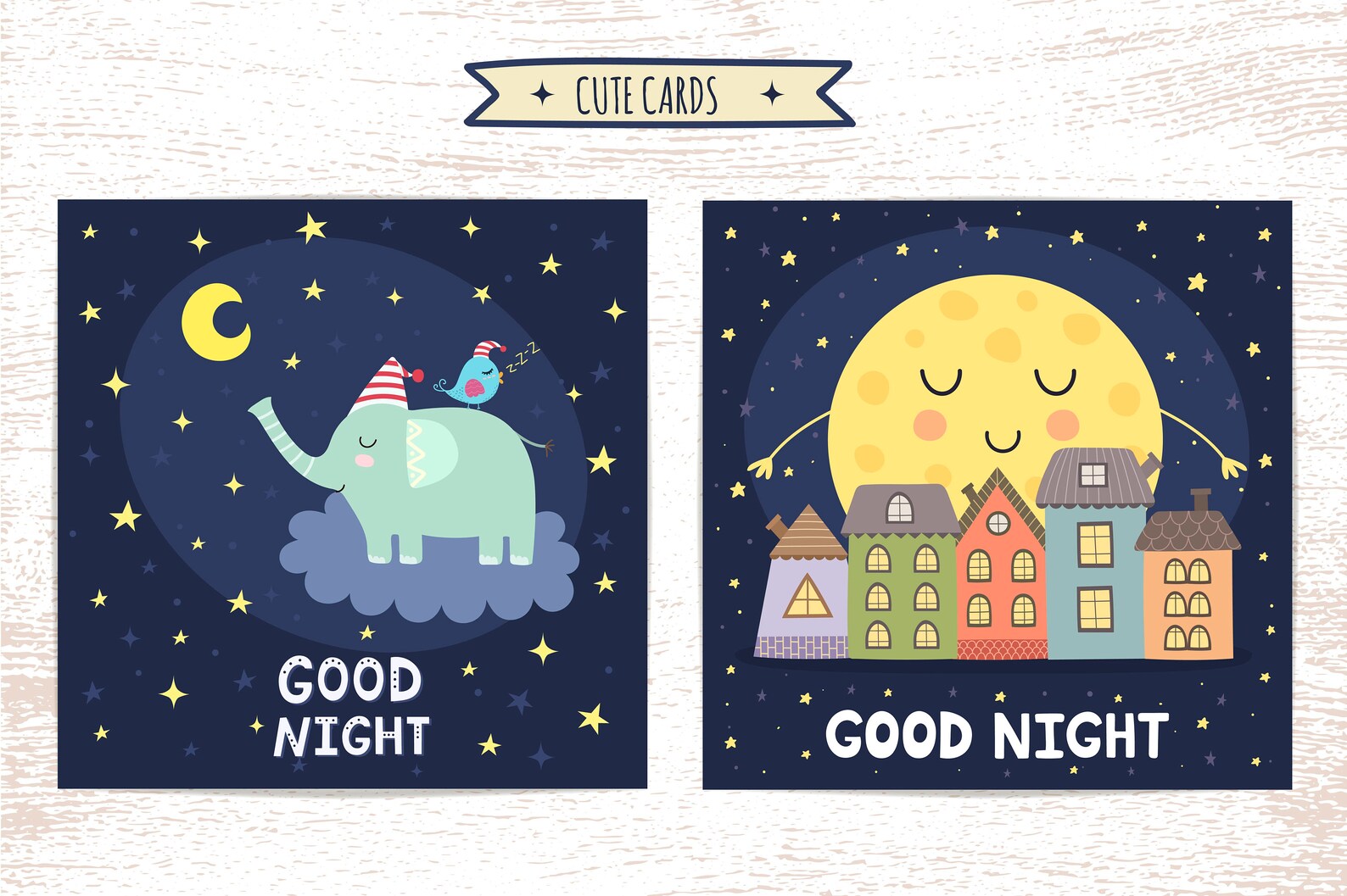 Good Night Clipart and Digital Paper Sweet Dreams Seamless | Etsy