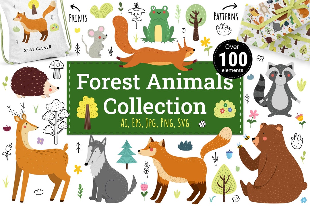 Forest Animals Clipart Collection, Woodland Animals Graphics, Nursery ...