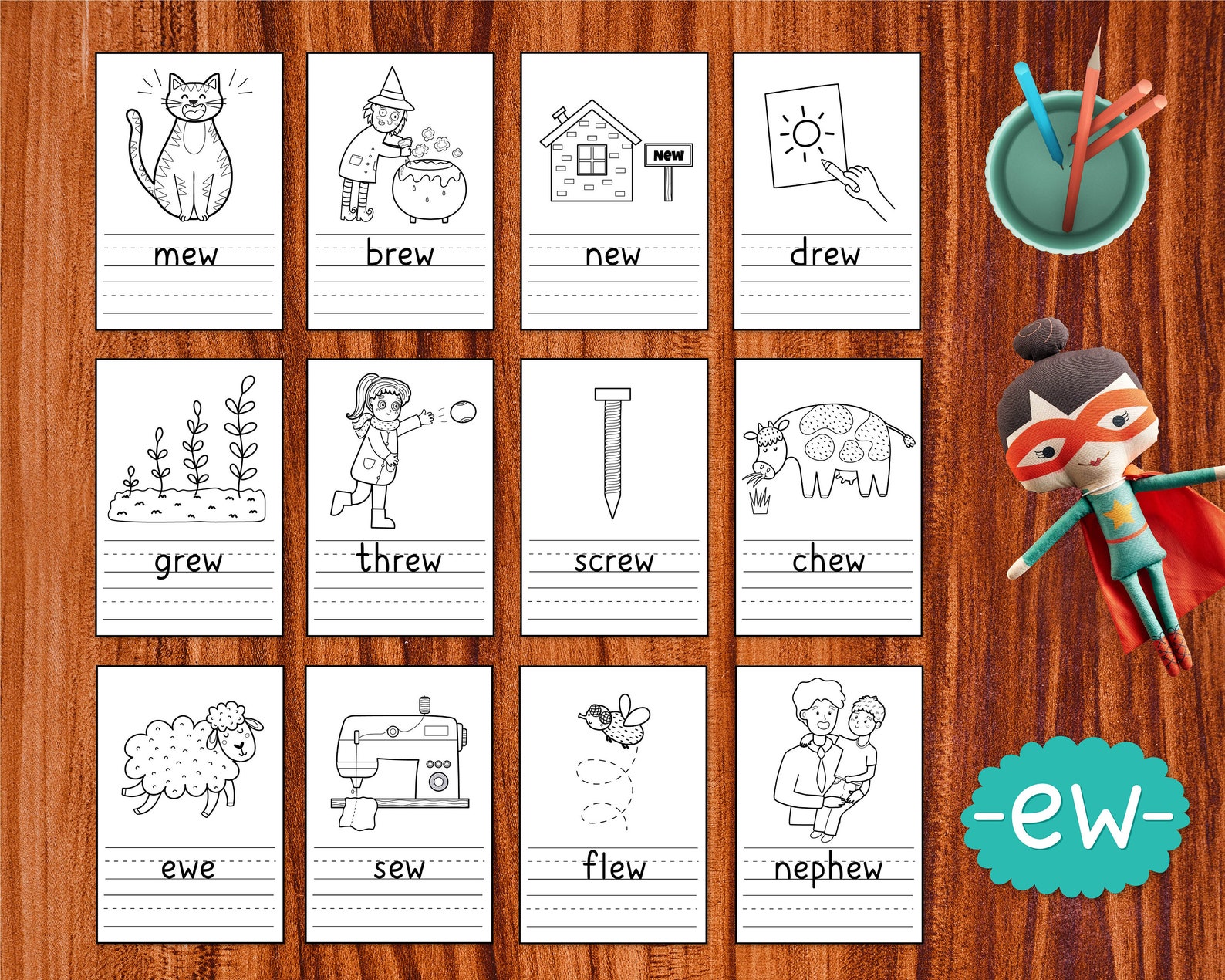 Ew Phonics Sound Flash Cards ew Digraph Printable - Etsy UK