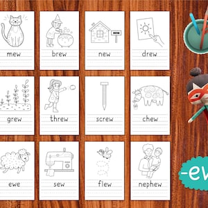 Ew Phonics Sound Flash Cards, -ew- Digraph Printable Flashcards ...