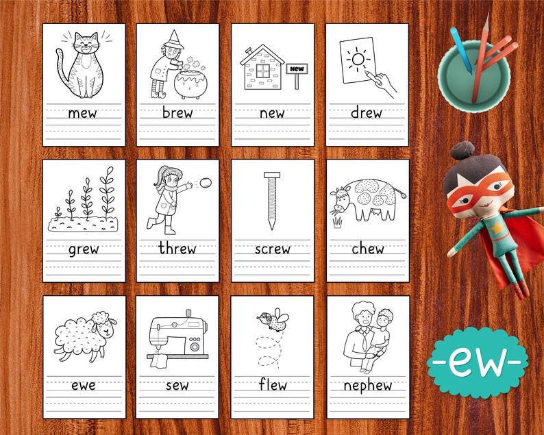 Ew Phonics Sound Flash Cards ew Digraph Printable | Etsy