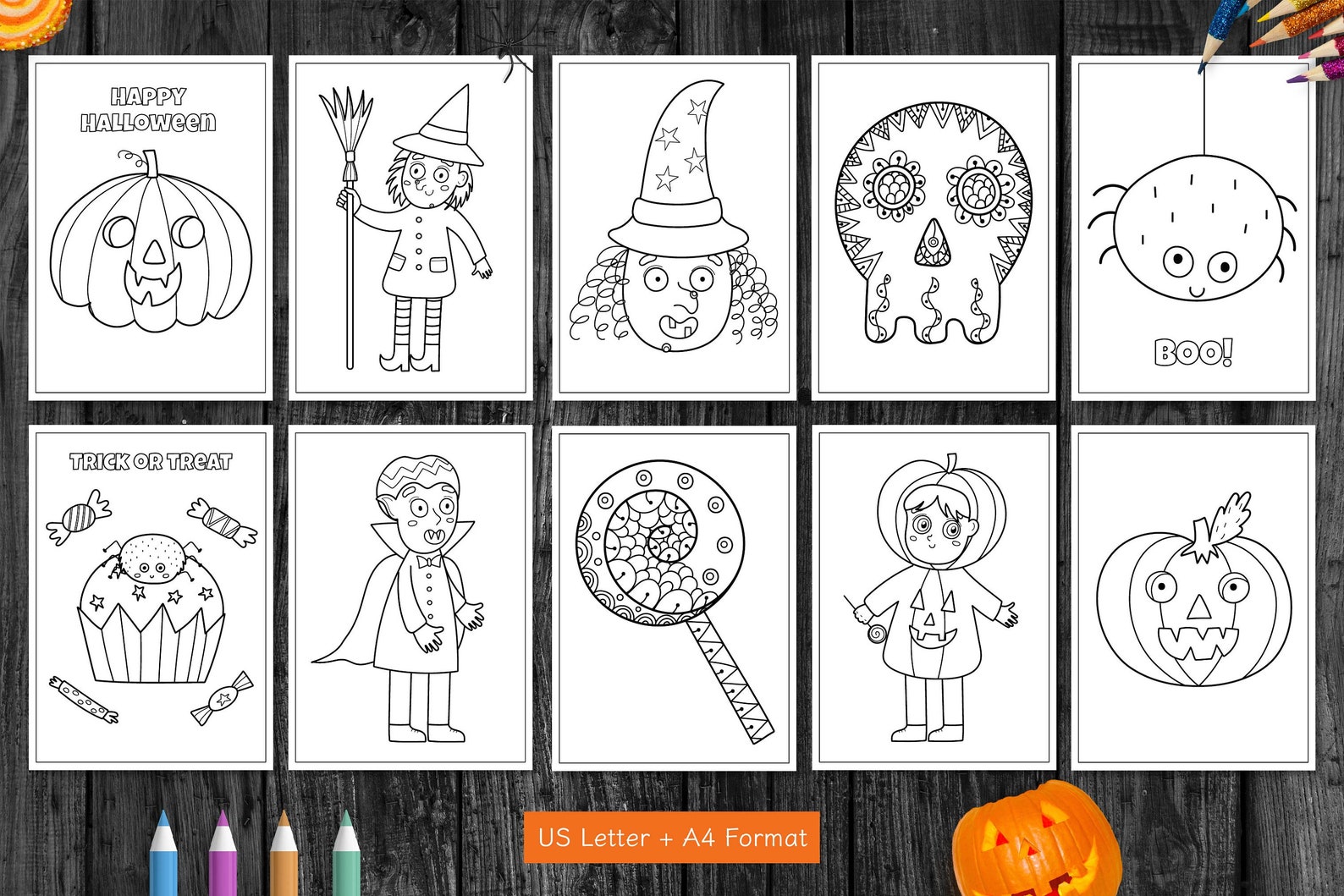 Halloween Coloring Book Pdf Printable Coloring Pages for - Etsy