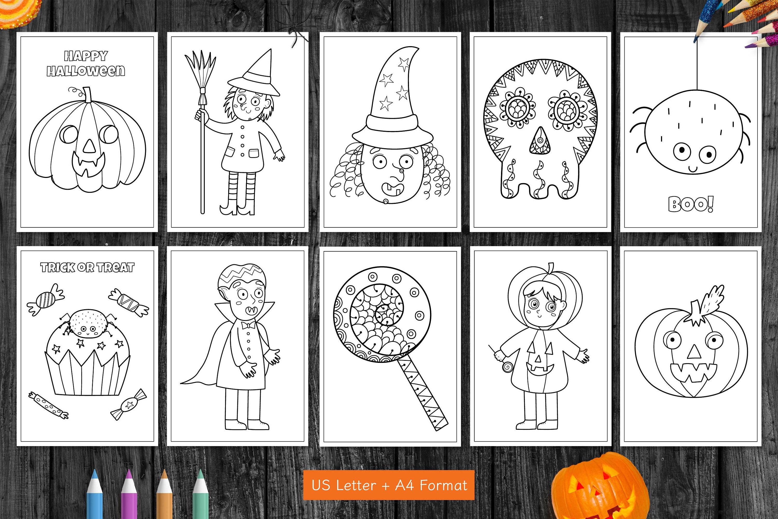 Halloween Coloring Book Pdf Printable Coloring Pages for - Etsy